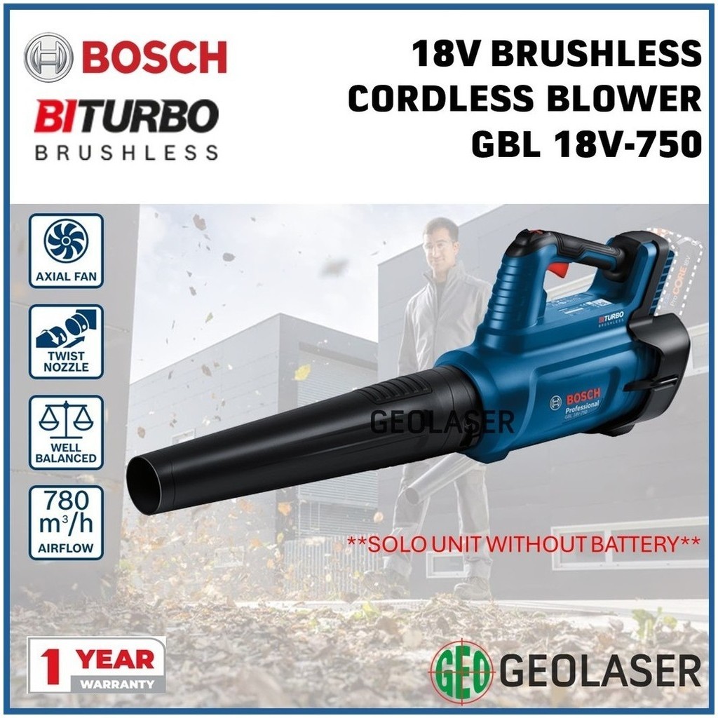 BOSCH 18V GBL 18V-750 PROFESSIONAL BRUSHLESS CORDLESS LARGE BLOWER (BITURBO) - SOLO Unit GBL18V ...