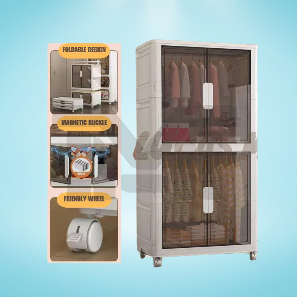 TRANSPARENT CABINET Storage Box Foldable and Stackable Cabinet Storage ...