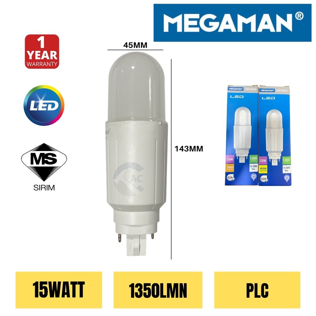 MEGAMAN 15W G24 PLC LED STICK BULB, LED BULB LIGHT | Shopee Malaysia