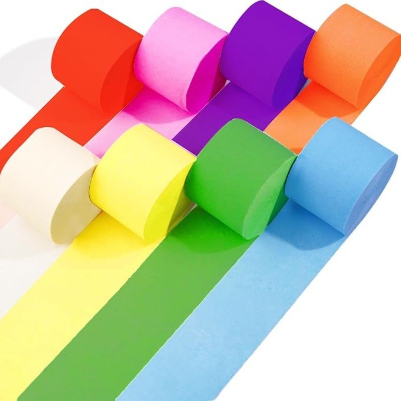 5 Packs 4cm*25M Crepe Paper Streamers Rolls Rainbow Streamers for Party ...
