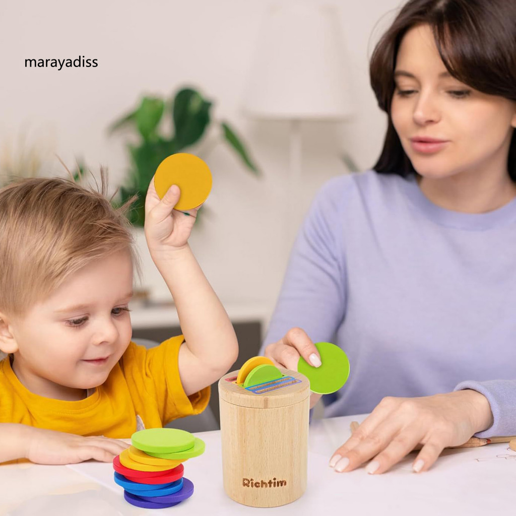 Babies Wooden Coin Box Babies Coin Sorting Toy Colorful Wooden Coin ...