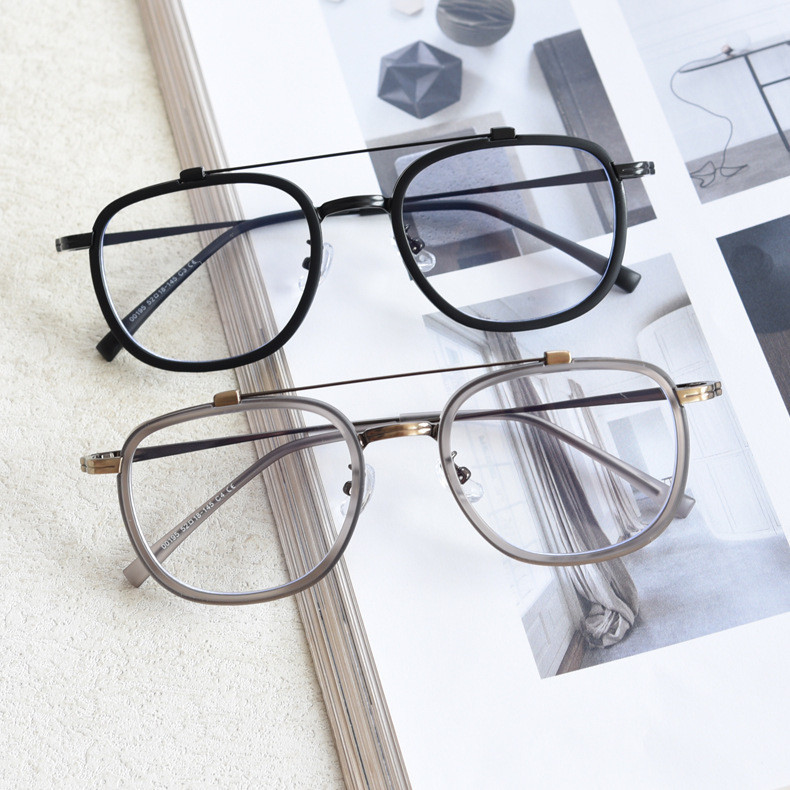 Retro Double Beam Glasses Frame TR90 Fashion Spectacles Men Women Anti ...