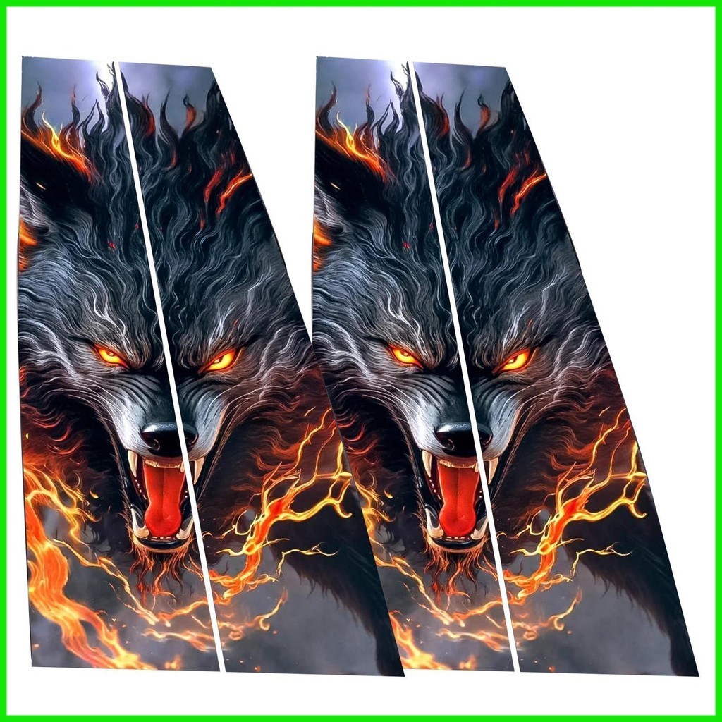 Exterior Door Window Pillar Posts Car Center Column Sticker Black Wolf ...