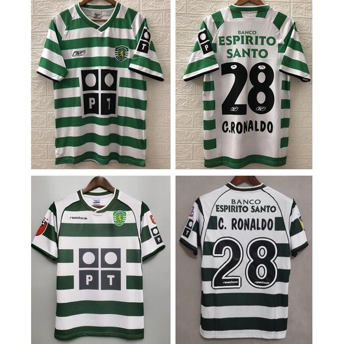 03-04 SCP Home Retro Soccer Sport Jersey SL Football RONALDO #28 ...
