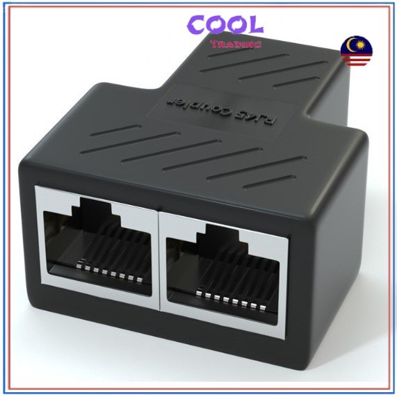 Splitter Connector Adapter 1 To 2 Ways LAN Ethernet Network Cable RJ45 ...