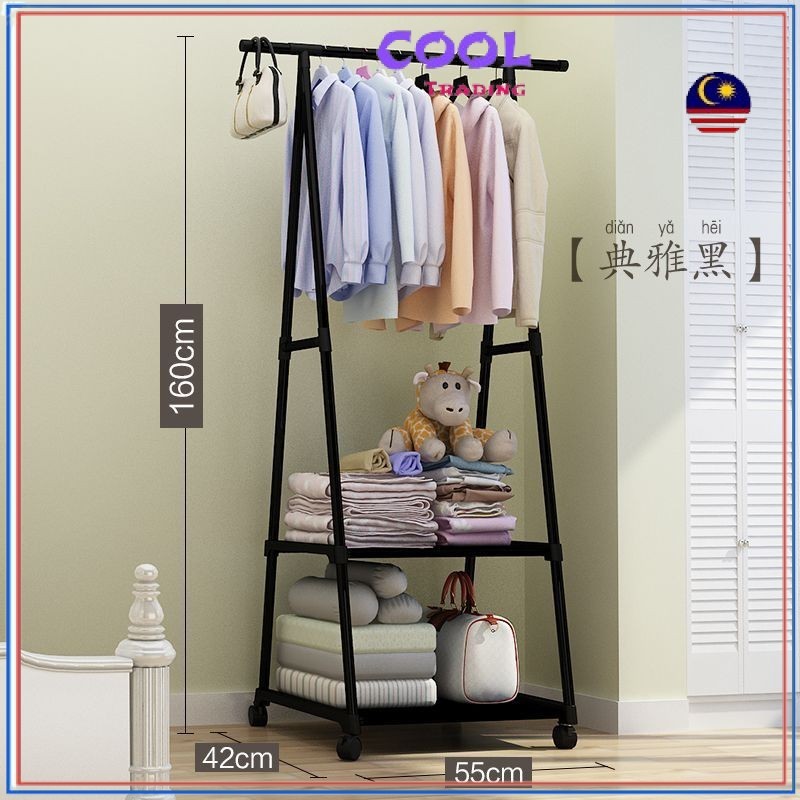 Triangular Coat Rack 2 Layers Mobile With Wheels, Multi-Functional ...