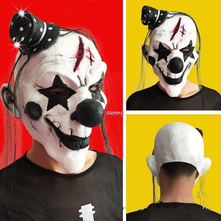 Deluxe Scary Clown Mask Adult Latex Ugly Halloween Mask White Hair ...