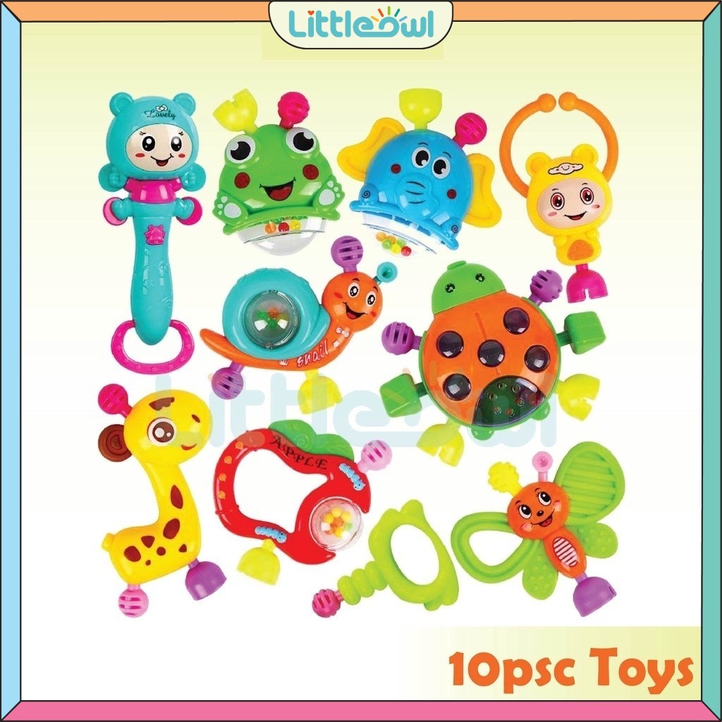 [M'sia] 8psc Newborn Baby Toys / Mainan Bayi Rattles Teether, Shaker ...