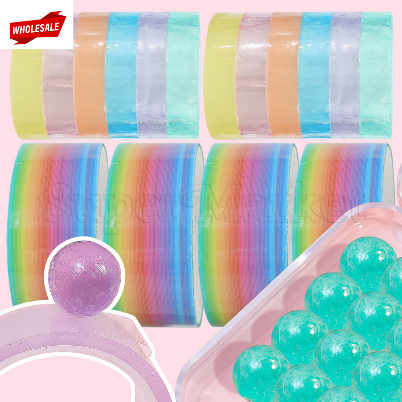 (BC) 1/6Pcs Crystal Color Ball DIY Tape - Stretch Rolling Sticky Ball ...