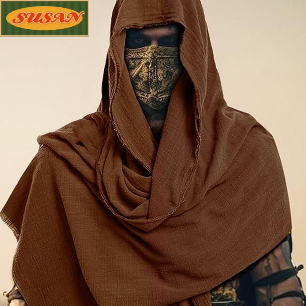 SUSANS Wrap Cloak, Black/Brown Unisex Men's Medieval Pirate Retro Hood ...