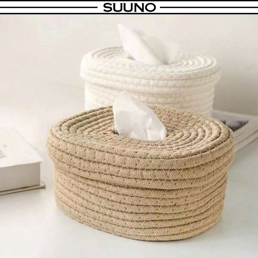 Minimalist Ins Tissue Holder Tissue Box Cotton Rope Woven Tissue Woven ...