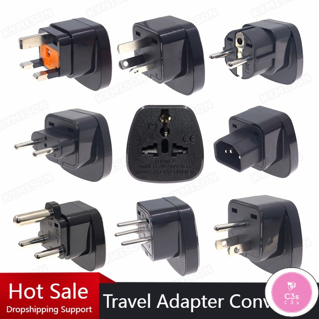 C3S Universal CE America European Kr AU EU to US UK USA Plug Adapter ...