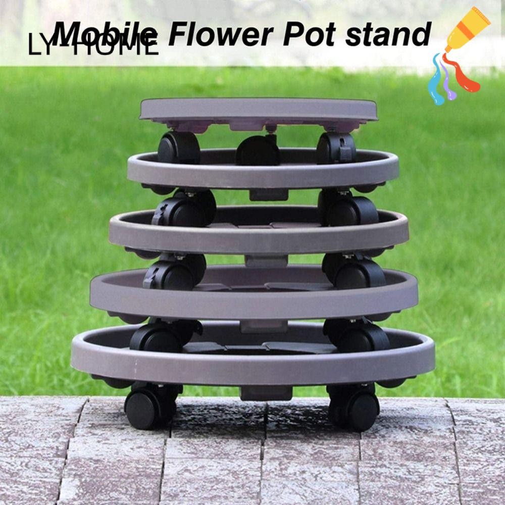 LY-HOME Flower Pot Wheels, with Water Connection Round Flower Pot Stand ...