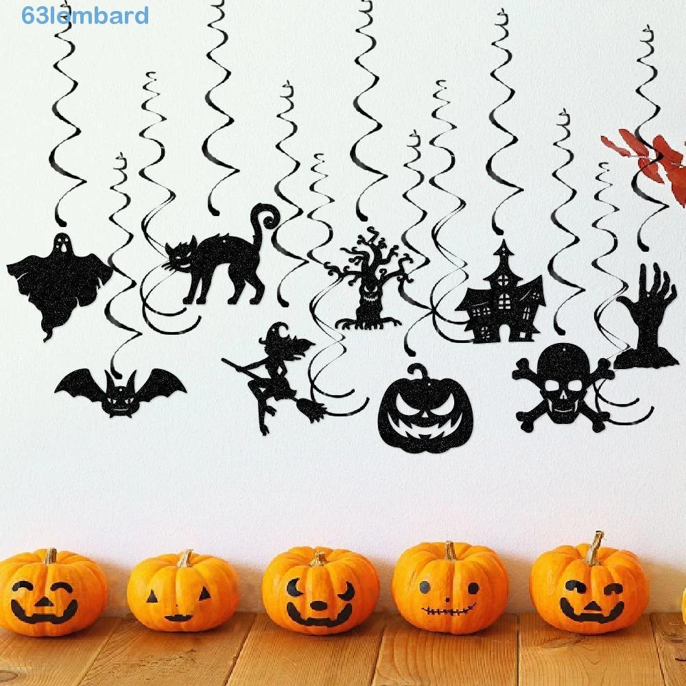 LOMBARD Halloween Bat Skull Ghost Pendant, Paper Funny Spiral Pumpkin ...