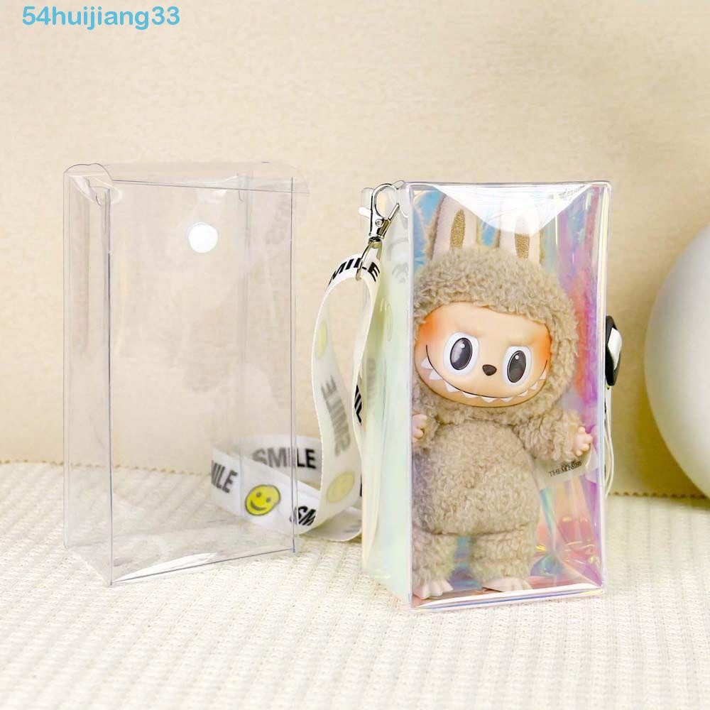 HUIJIANG Labubu Doll Display Box, Baby Three With Keychain Clear Outdoor Doll Bag, Kawaii Labubu ...