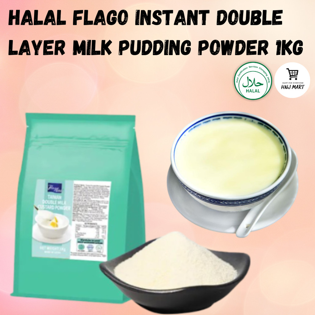 Halal Flago Instant Double Layer Milk Pudding Curd Powder 1kg 双皮奶粉 姜汁撞奶 ...