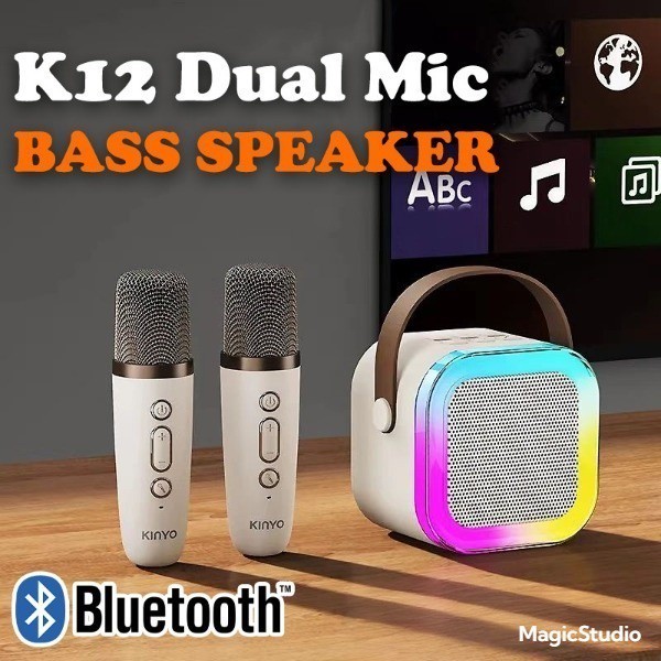 LED Wireless Bluetooth Bass Mini Speaker With KTV Karaoke Mic Super ...