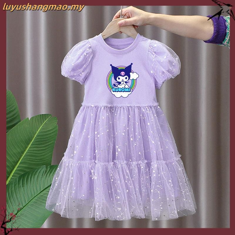 [1-7 Years]Puff Sleeve Baju Budak Perempuan, Kuromi Princess Dresses ...