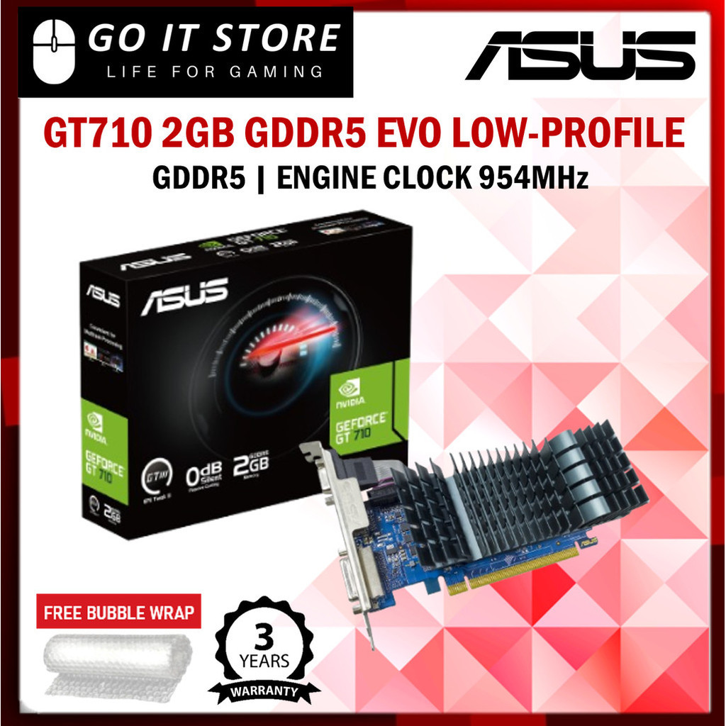 Asus GeForce GT 710 2GB GDDR5 EVO Low Profile Graphic Card (GT710-SL-2GD5-BRK-EVO) | Shopee Malaysia