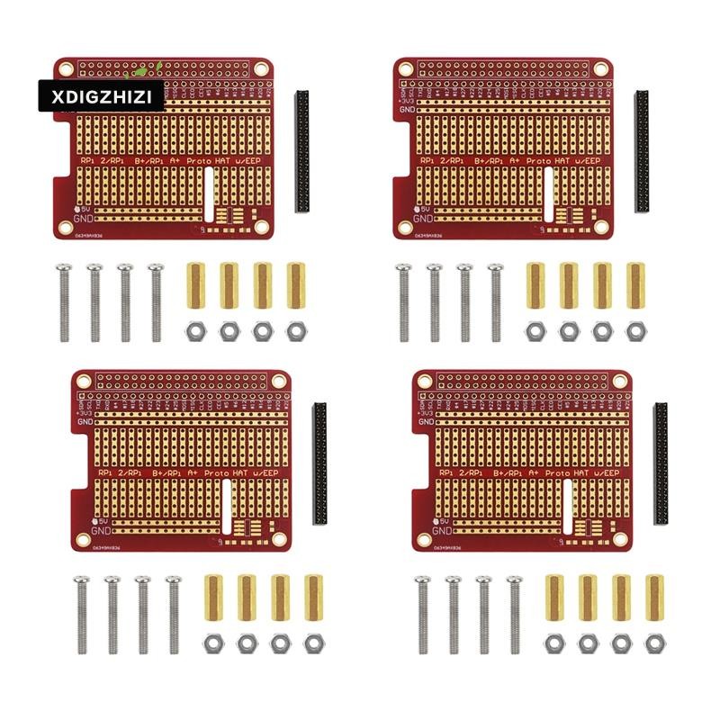 4Pcs GPIO Breakout DIY Breadboard PCB Shield Red Expansion Board Kit Compatible for Raspberry Pi ...