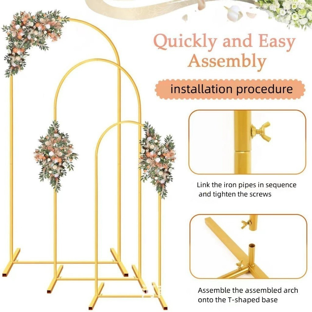 1 set=3pcs Wedding Arches Iron Pipe n-shaped Flower Stands Wedding Ps ...