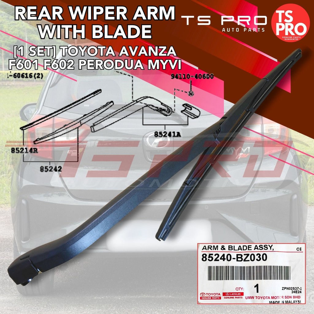 [1 Set] Toyota Avanza F601 F602 Perodua Myvi Genuine Rear Wiper Arm ...