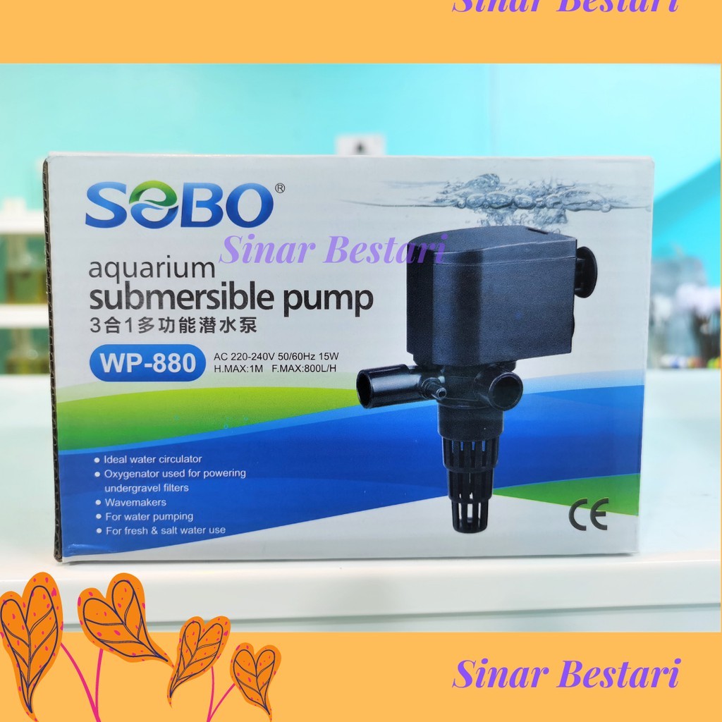 Sobo WP-880 Submersible Filter Pump Aquarium 3 in 1 Water Pam Top ...