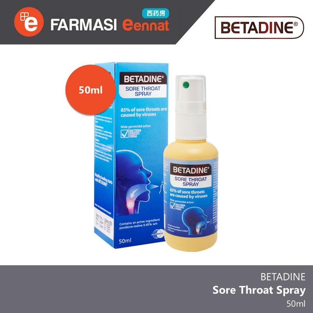 [Eennat Pharmacy] Betadine Sore Throat Spray (50ml) Sakit tekak, Kill ...