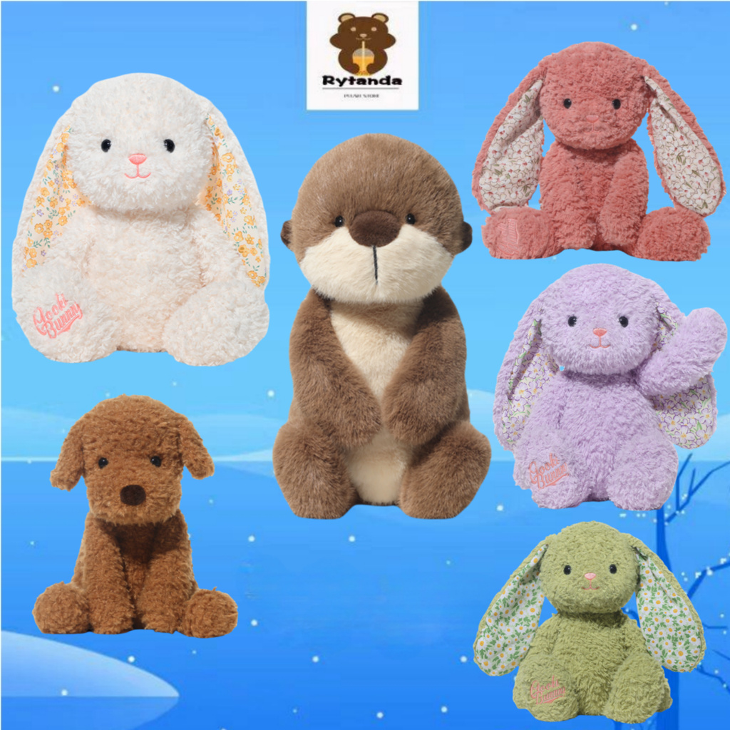 Authentic Jooki Kawaii Sea Otter Plush Toy White Rabbit Puppy Doll Dog ...