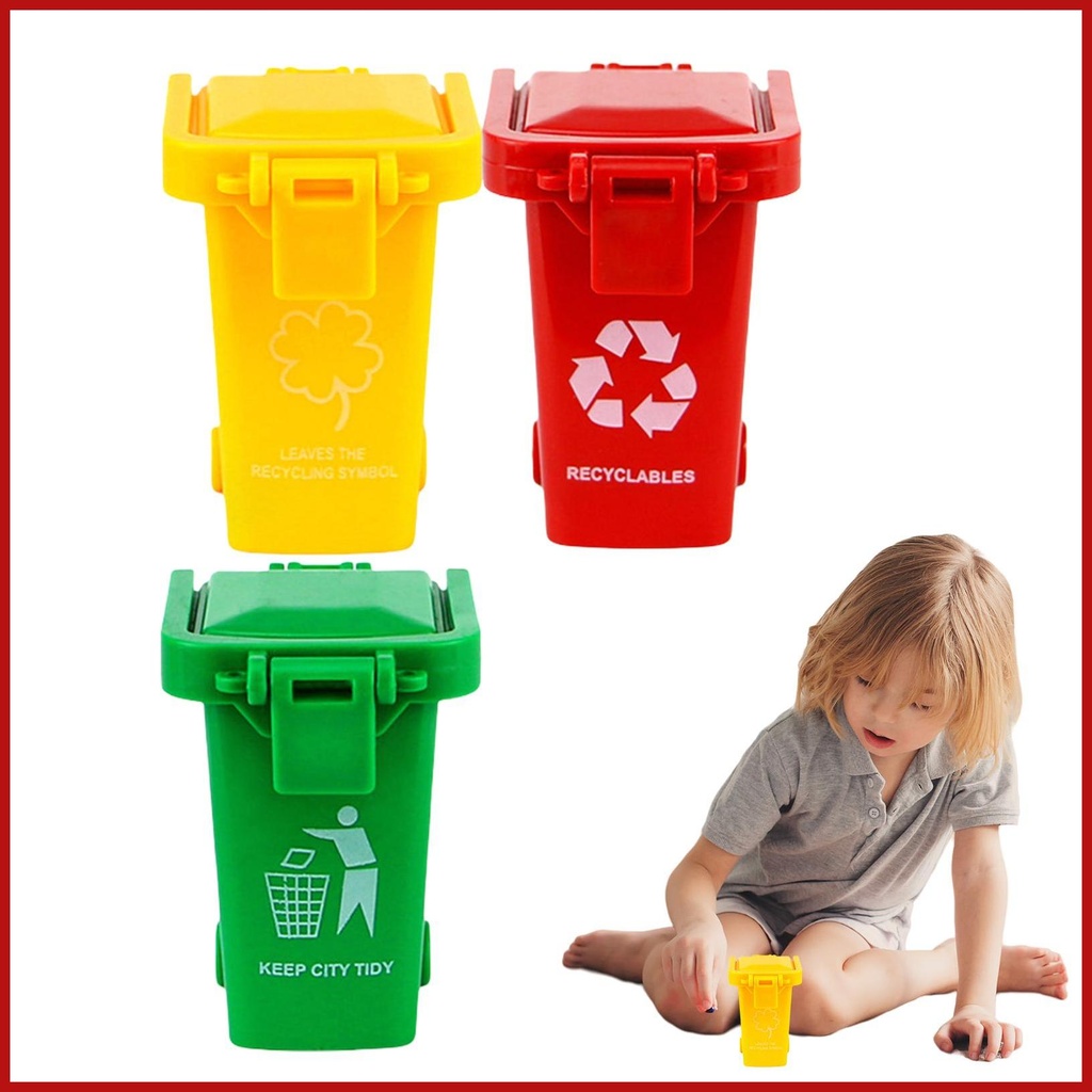 Small Recycle Bin Toy Miniature Garbage Truck's Trash Cans Unique Small ...
