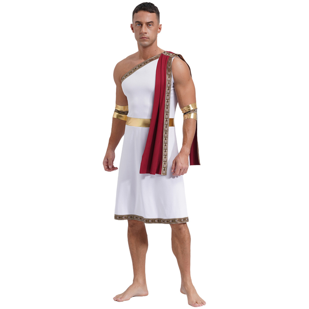 Mens Ancient Greek Toga Costumes Halloween Cosplay Fancy Dress Up Greek ...