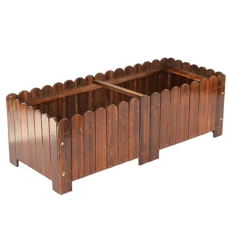 Preservative Wooden Flower Box Carbonized Color Outdoor Rectangular ...
