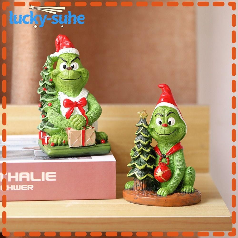 LUCKY-SUHE Grinch Statue, Scene Model Crafts Grinch Figure, High ...