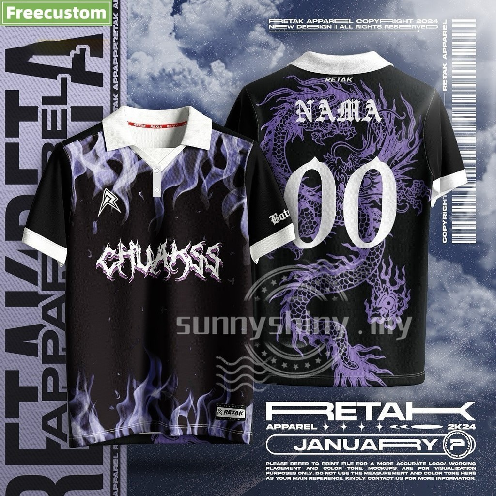 Jersey Viral Dragon Baju Jersey Custom Name and Number Murah Baru Flame ...