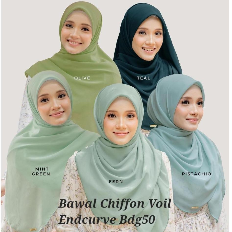 Tudung Bawal 𝗖𝗵𝗶𝗳𝗳𝗼𝗻 𝗩𝗼𝗶𝗹𝗲 CURVE Bidang 50 Plain Bucu Bulat Kosong ...