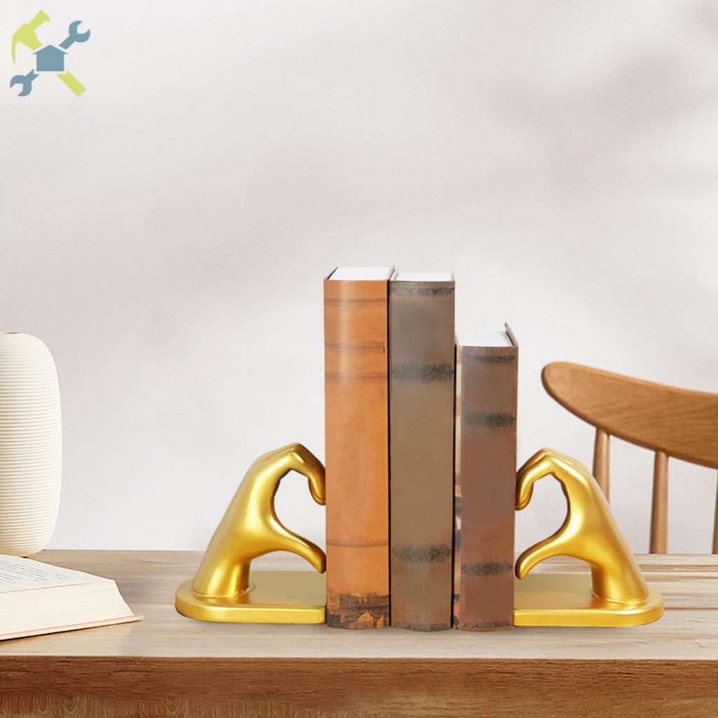 Book Ends Resin Bookend Holder Heart Shaped Book Stopper Holder Nonslip ...