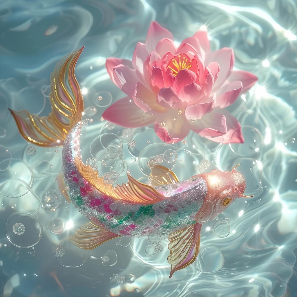 国风荷花锦鲤相伴好运莲花唯美客厅背景门窗自贴防水贴纸装饰贴画Chinese style lotus, koi, accompanied by ...