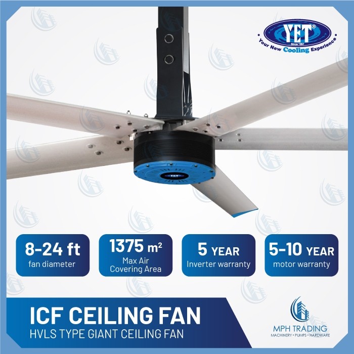 Yet ICF Series HVLS Giant Industrial Ceiling Fan ICF-10 ICF-12 ICF-16 ICF-18 ICF-21 ICF-24 ...