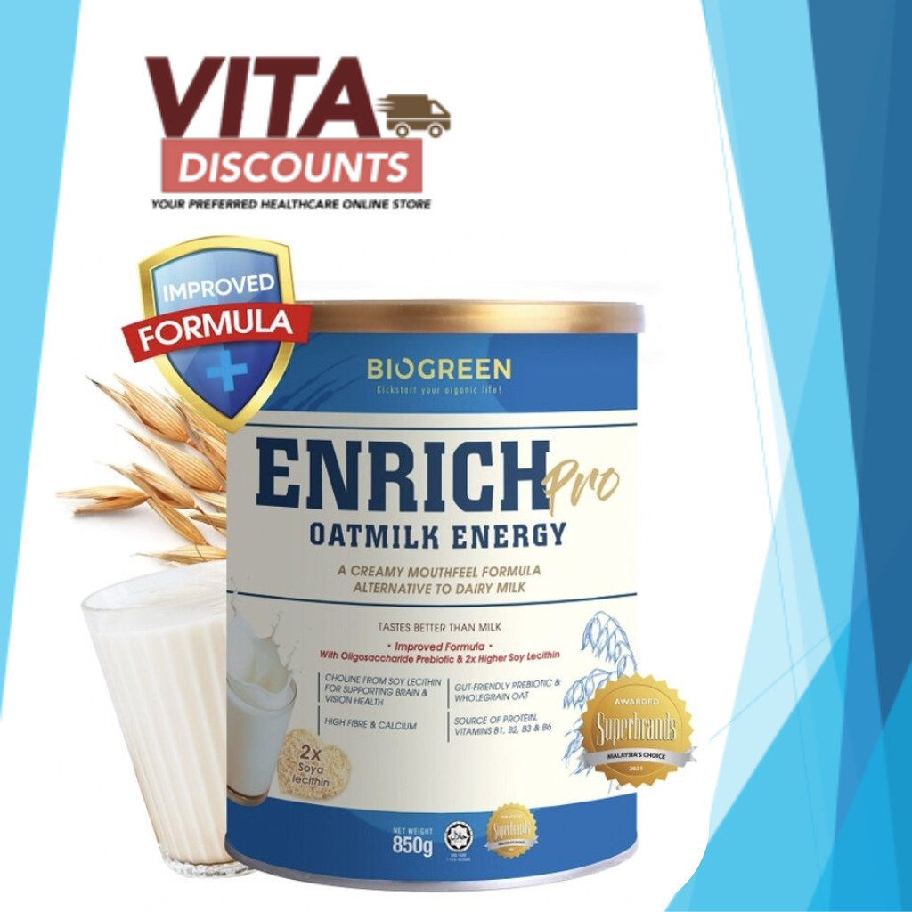 BIOGREEN ENRICH PRO OATMILK ENERGY POWDER 850G EXP01/2028 | Shopee Malaysia