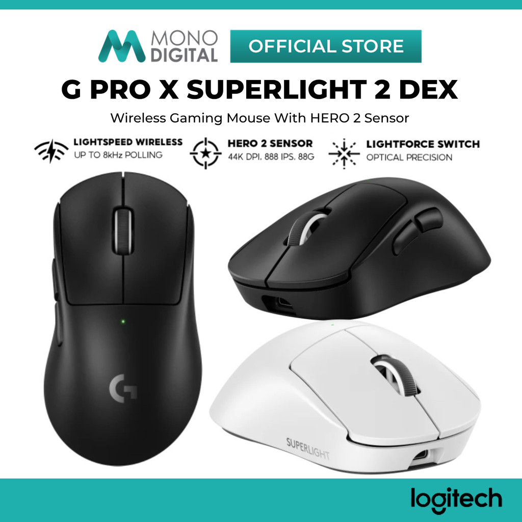 LOGITECH G PRO X SUPERLIGHT 2 DEX LIGHTSPEED WIRELESS GAMING MOUSE WITH ...