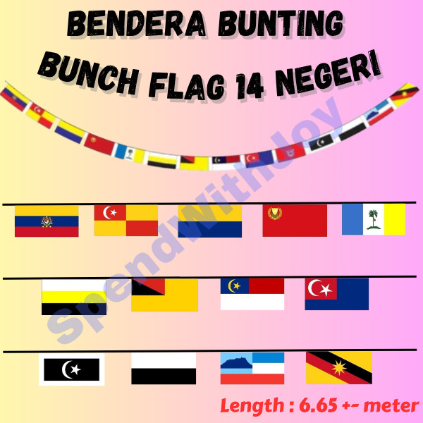 【SpendWithJoy】Flagline Bendera Bunting 14 Negeri Flag Bendera Bunting ...