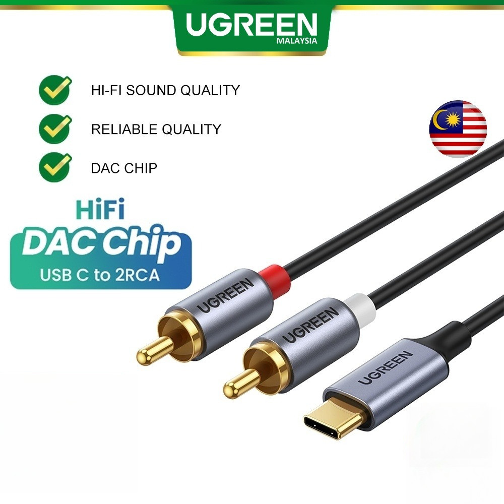 UGREEN USB C To 2 RCA Audio Converter Cable DAC Chip Type C to 2RCA ...