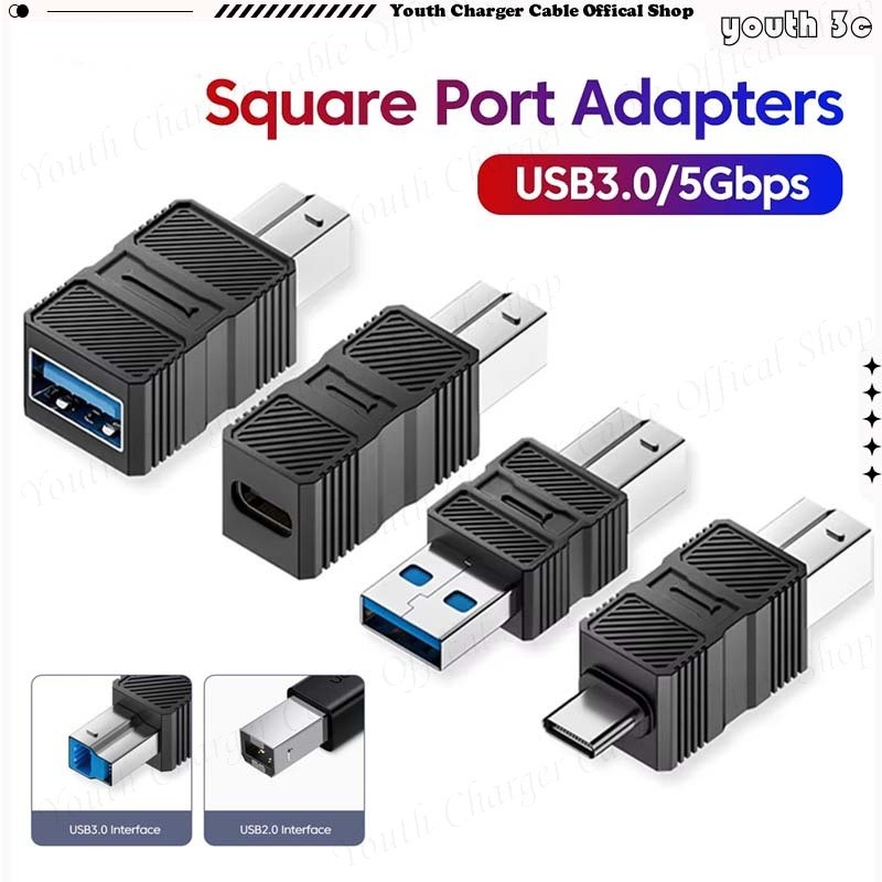 5Gbps USB-B 3.0 Printer Adapter USB-B Male to Type C/USB Female ...