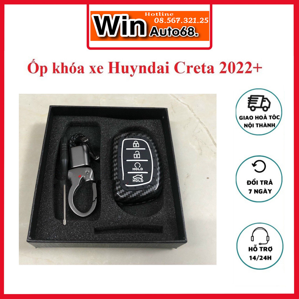 Hyundai Creta, I10 2021 2022 2023 2024 carbon Key Cover - 4 Button Key ...