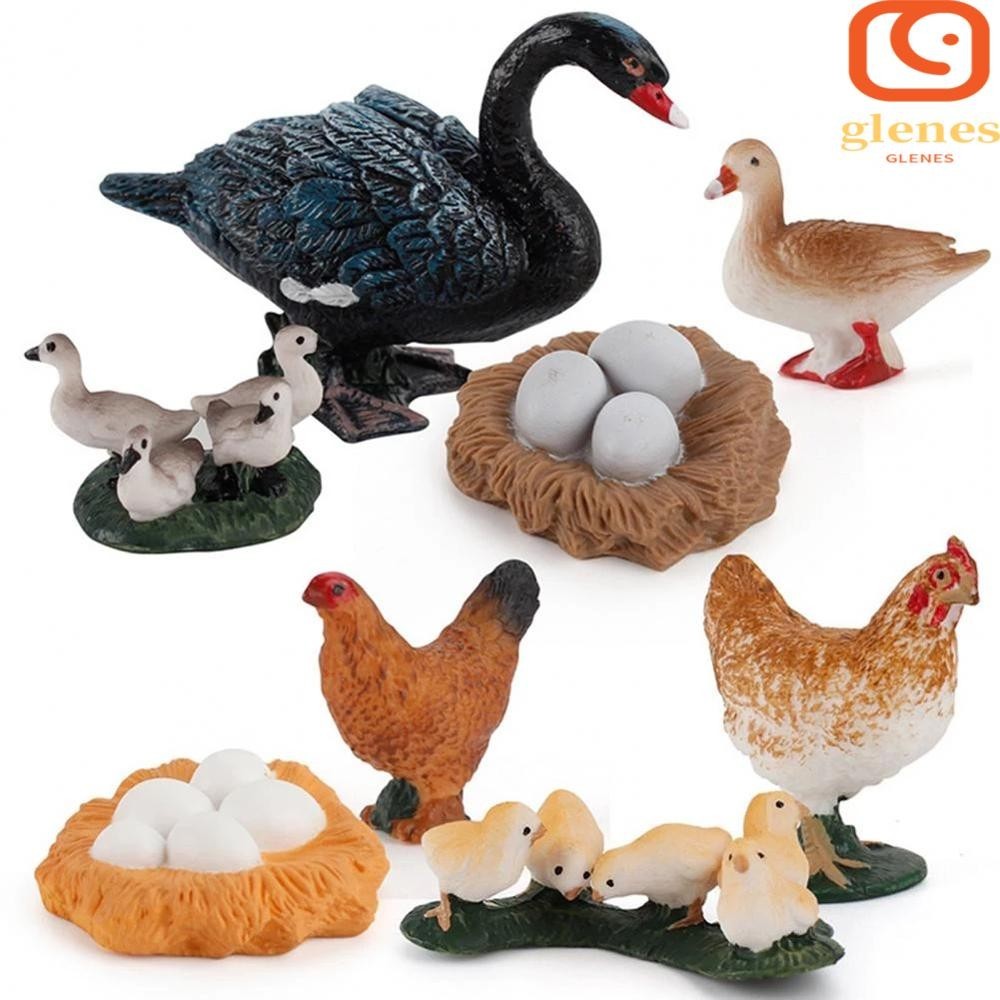 GLENES Life Cycle Figures Science 4pcs/set Swan Model Hen Cock Poultry ...