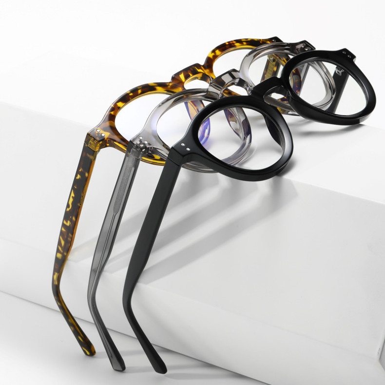 Round Glasses Frame Men Women Anti-Blue Light Eyewear TR90 Thick Frame ...
