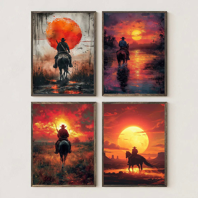 Klasik Retro permainan koboi watak merah mati penebusan 2 lukisan ...