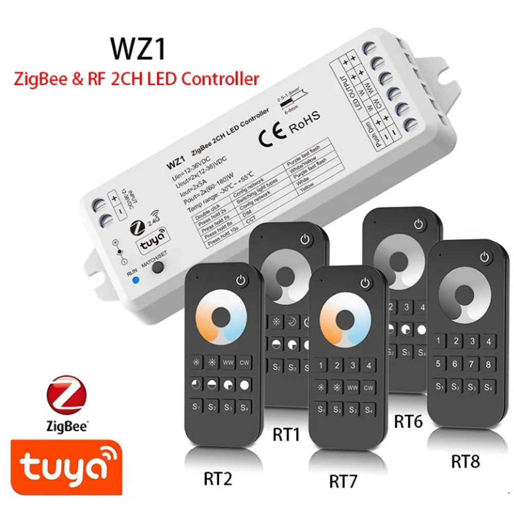 Tuya ZigBee WZ1 LED Dimmer DC12-36V DC Smart Life 2 Channels 2.4G RF ...
