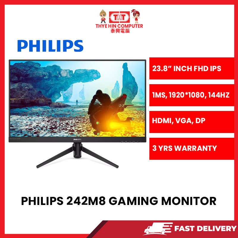 PHILIPS 242M8 23.8" FHD 144HZ 1MS IPS GAMING MONITOR | Shopee Malaysia