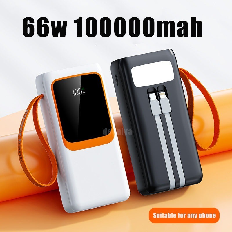 Bank kuasa 100000mAh 66w Power Bank Super Fast Charge Powerbank USB ...